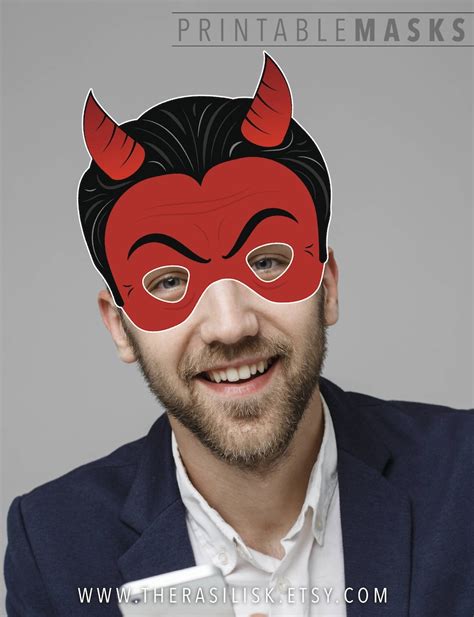 Halloween Mask Printable Mask Devil Mask Satan Red Devil Etsy