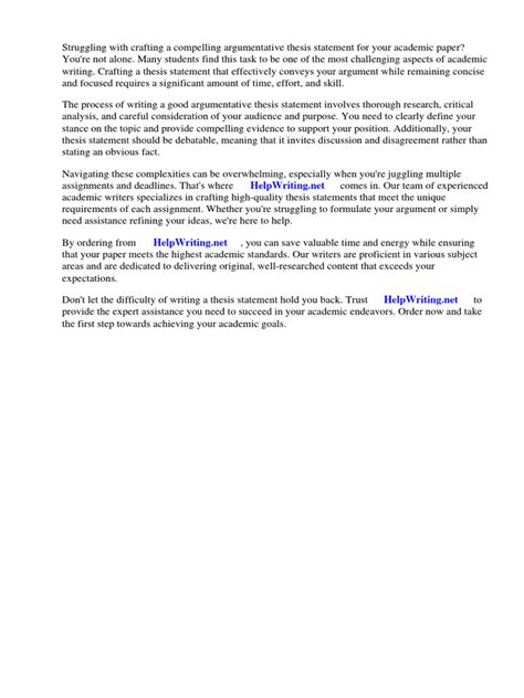 How To Write A Good Argumentative Thesis Statement Pdf Essays Argument