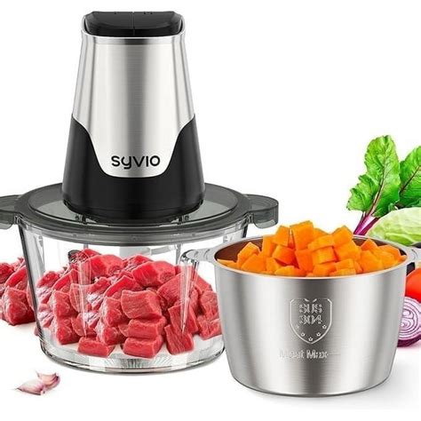 Syvio Food Processor 8 Cup2l 600w Electric Food Choppers With 4 Bi