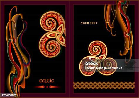 켈트족 트리플 트리플 나선형 장식으로 장식 책 표지 또는 인사말 카드용 템플릿입니다 켈트 매듭 패턴 호화로운 배경 벡터 그리기 포스터 배너 벽지 디자인을 인쇄합니다 고대의에