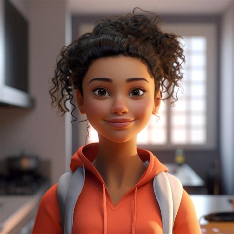 Premium Ai Image Vibrant Cartoonish Animated Portrait Of A Young Girl