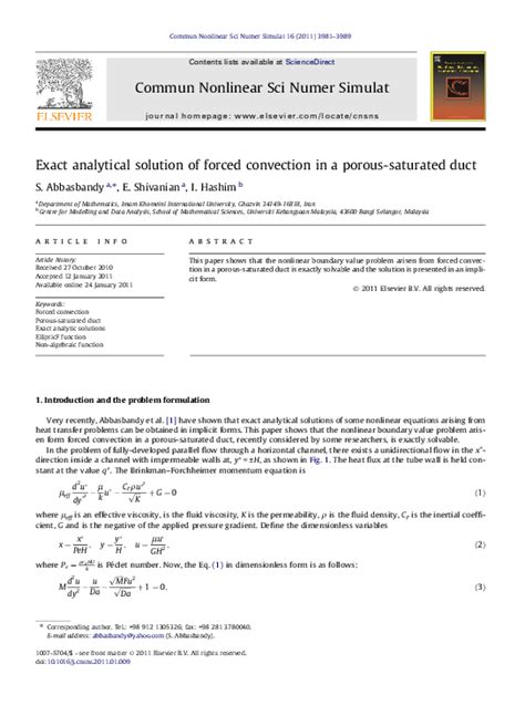 Pdf Nonlinear Forchheimer Effect On The Forced Convection In Porous
