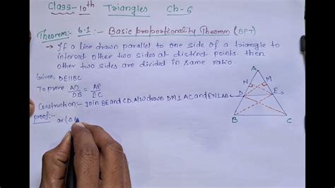Bpt Theorem Basic Proportionality Theorem Class 10th Chapter 6