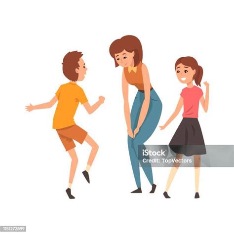 어머니는 좋은 시간을 가진 그녀의 아들과 딸 행복 한 가족 양육 개념 벡터 일러스트 벡터에 대한 스톡 벡터 아트 및 기타 이미지 벡터 사람들 성인 Istock