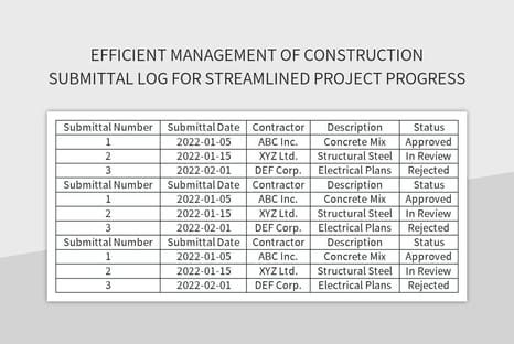 Free Submittal Log Templates For Google Sheets And Microsoft Excel Slidesdocs