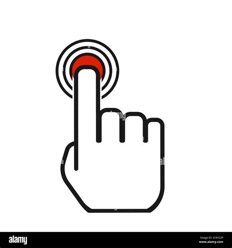 Click Icon Finger Press Hand Click Button Touch Vector Symbol Isolated On White Background
