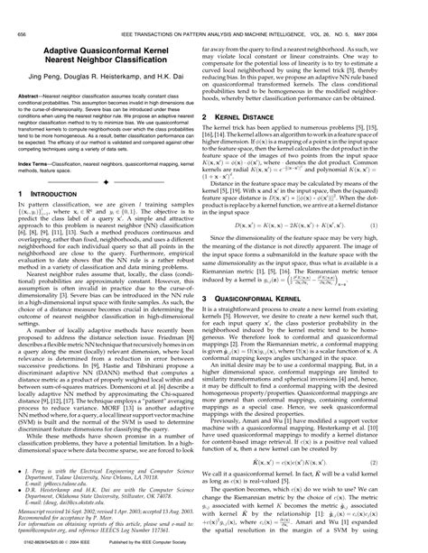 Pdf Adaptive Quasiconformal Kernel Nearest Neighbor Classification