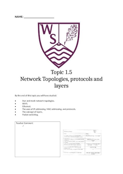 Docx Revision Checklist Lesson Plans€¦ · Web Viewnetwork Topologies