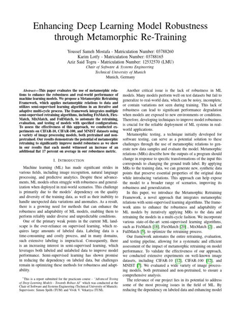 Enhancing Deep Learning Model Robustness Through Metamorphic Re Training Pdf Machine