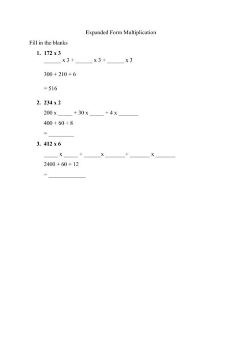 Expanded Form Multiplication Worksheets Printable Worksheets