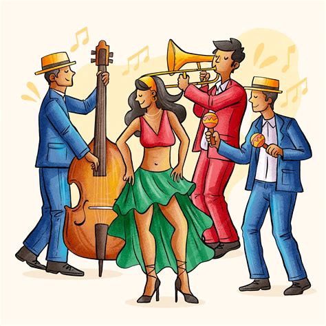 Latin Music Band Illustration Premium Vector