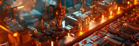 An Electronics Assembly Line With Soldering Stations And Circuit Board Testers Illustrating The