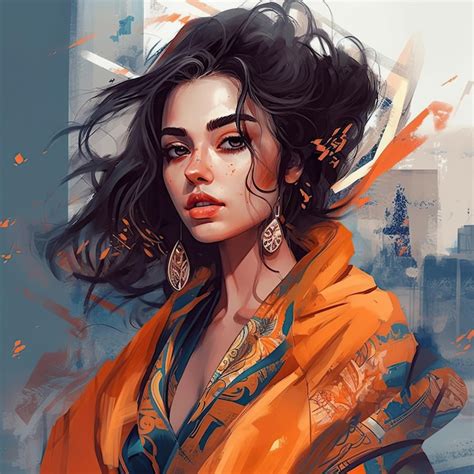 premium ai image illustration of a woman and abstract art ai generated