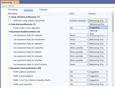 Editorconfig Visual Studio
