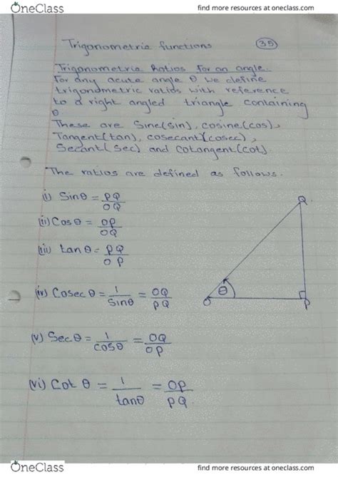 Mathematics Math S 1a Lecture Lecture 4 Notestrigonometric Oneclass