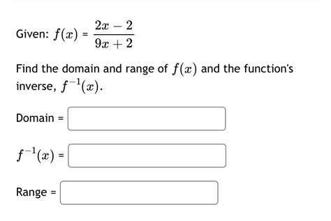 Solved Given F X 2x 29x 2find The Functions Inverse