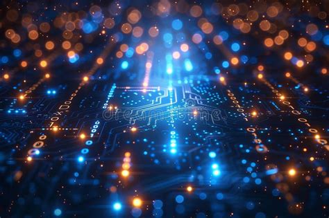 Abstract Blue Digital Background With Binary Code And Circuit Patterns