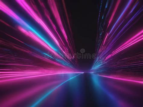 Abstract Background With Pink Blue Glowing Neon Lines And Bokeh Lights