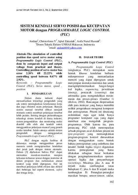 Sistem Kendali Servo Posisi Dan Kecepatan Motor Dengan Programmable Logic Control Plc