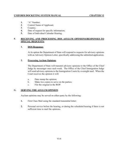 Uniform Docketing System