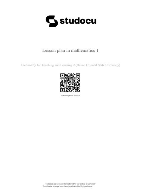 Lesson Plan In Mathematics 12 Pdf Lesson Plan Behavior Modification