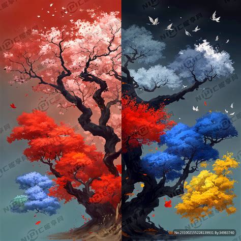 Ai创作图春夏秋冬 昵图网