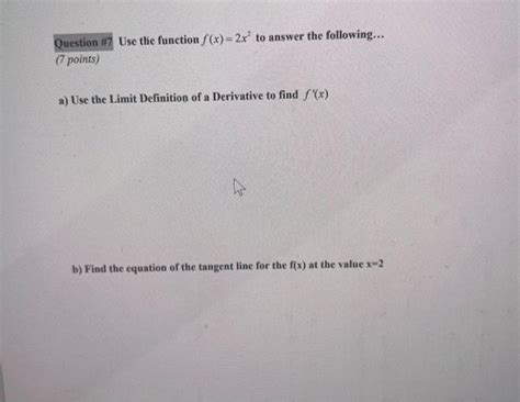 solved use the function f x 2x2 to answer the following