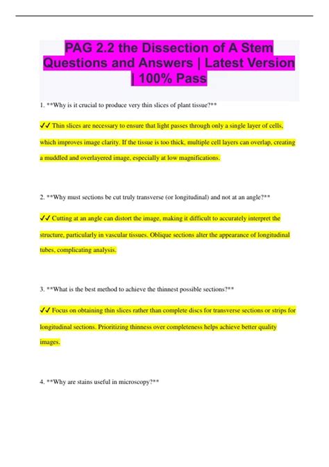 Pag 22 The Dissection Of A Stem Questions And Answers Latest Version