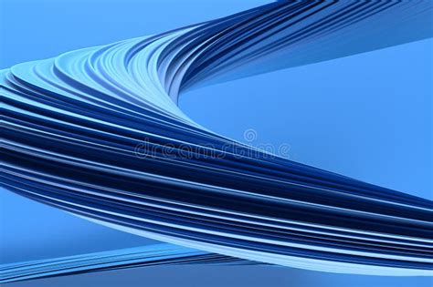 Abstract Blue Curved Lines With Dynamic Waves And Flowing Motion For Modern Design Stock
