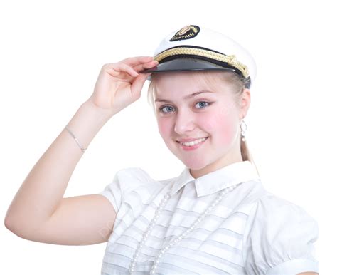 Beautiful Girl In The Captains Cap Close Nautical Port Cap Png