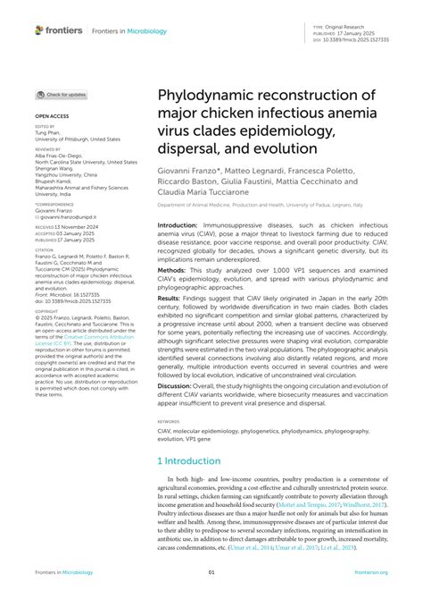 Pdf Phylodynamic Reconstruction Of Major Chicken Infectious Anemia