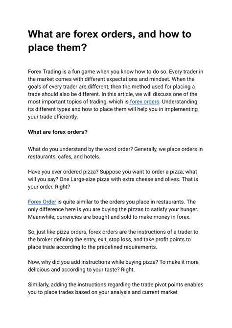 Ppt What Are Forex Orders And How To Place Them Powerpoint Presentation Id13911145