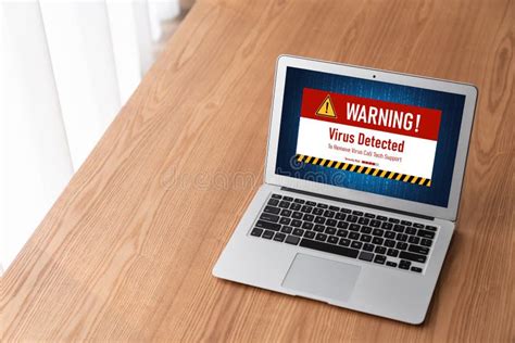 Virus Warning Alert On Computer Screen Detected Modish Cyber Threat