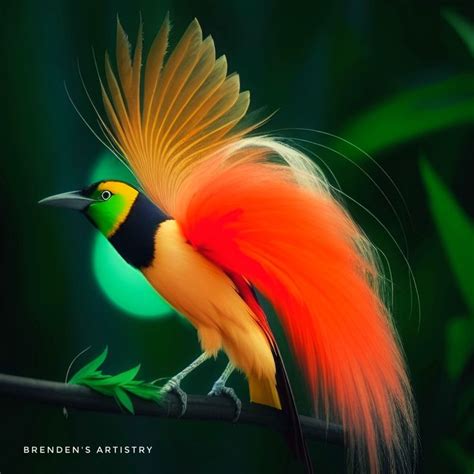 Bird Of Paradise Papua New Guinea Colorful Bird With Vibrant