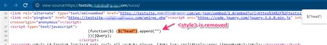 css rules added with inline js script head append are removed and not added to the used css