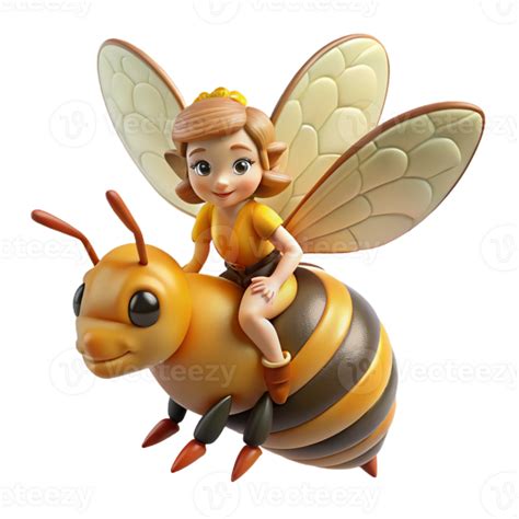 Wonderful Minimalist A Mischievous Pixie Riding A Giant Bumbleb