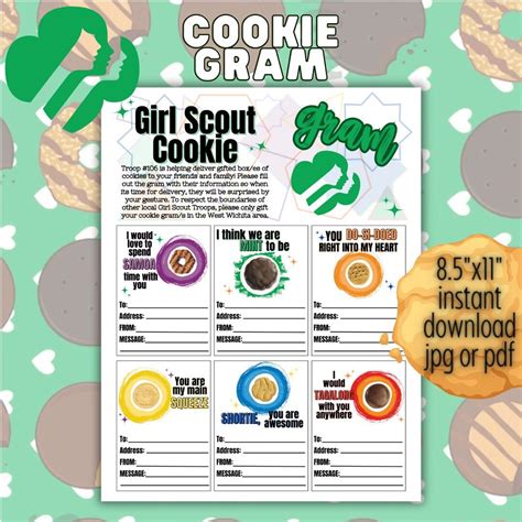Editable Scout Cookie Gram Flyer Template Digital Scout Cookies Scout