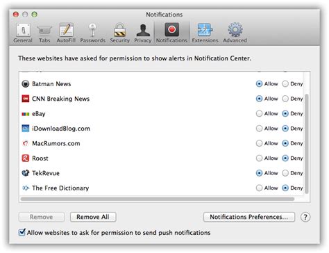 How To Manage Safari Push Notifications In Os X Mavericks