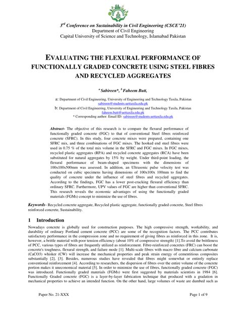 Pdf Evaluating The Flexural Performance Of Functionally Graded Concrete Using Steel Fibres And