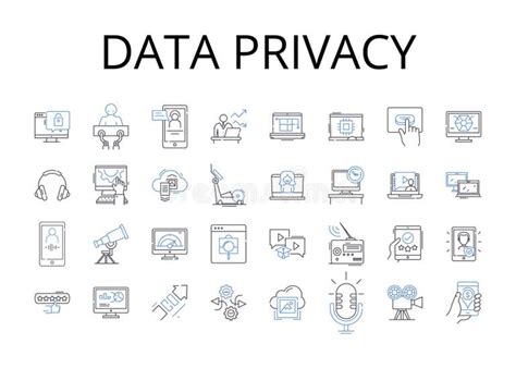 Data Privacy Line Icons Collection Personal Security Information Confidentiality Digital