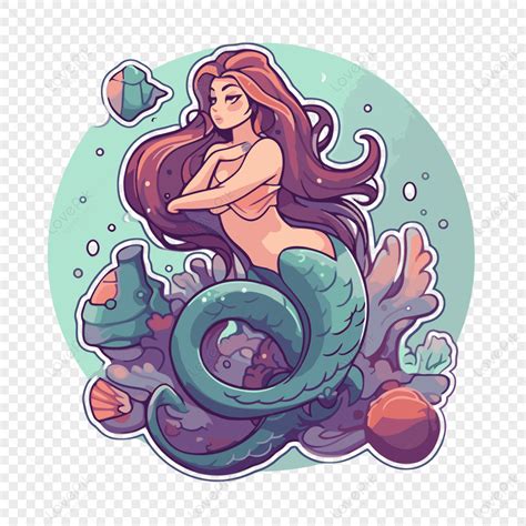 소녀 바다 인어 만화 스티커 클립 아트 벡터상표 Png 일러스트 무료 다운로드 Lovepik