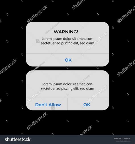 Iphone Notification Boxes Template Smartphone Warning Stock Vector