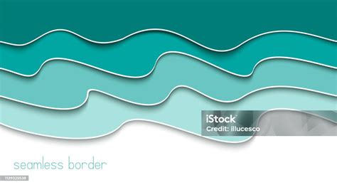 블루 추상 원활한 물결 모양 테두리입니다 배너 템플릿입니다 단색 배경입니다 배너 개념입니다 종이는 바다 파도를 잘라 벡터 일러스트입니다 0명에 대한 스톡 벡터 아트 및 기타