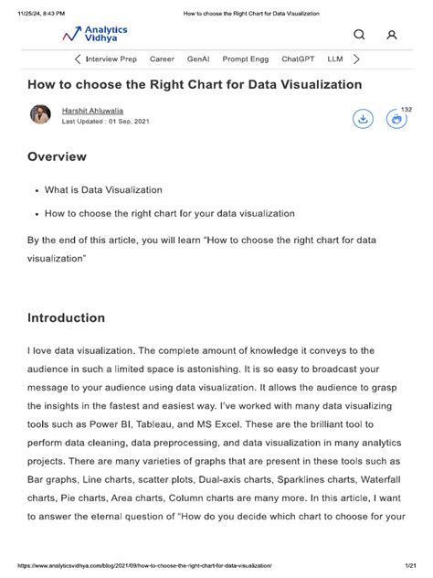 Choosing The Right Chart For Visualization Pdf