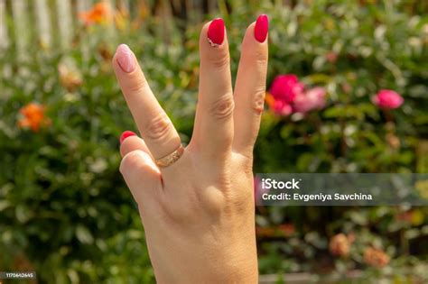 여성의 손으로 제스처 여성의 손은 씨발 기호를 보여줍니다 손가락의 수 Flo의 배경에 여성의 손 개념에 대한 스톡 사진 및 기타 이미지 Istock