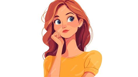 Cartoon Woman Thinking Cartoon Vector Illustration Premium Ai
