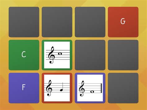 Note Names Treble Clef Matching Pairs