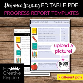 EDITABLE PDF Progress Report Templates Distance Learning By Miss Mandy