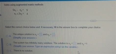 Solve Using Augmented Matrix Methods Aligned StudyX