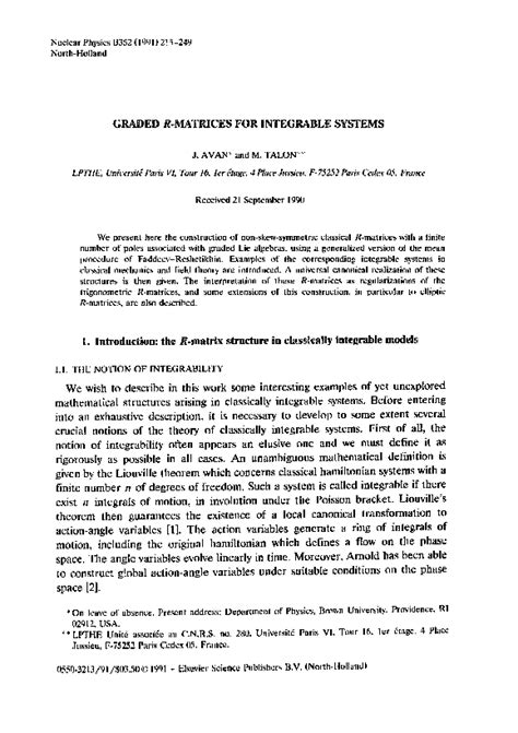 Pdf Graded R Matrices For Integrable Systems